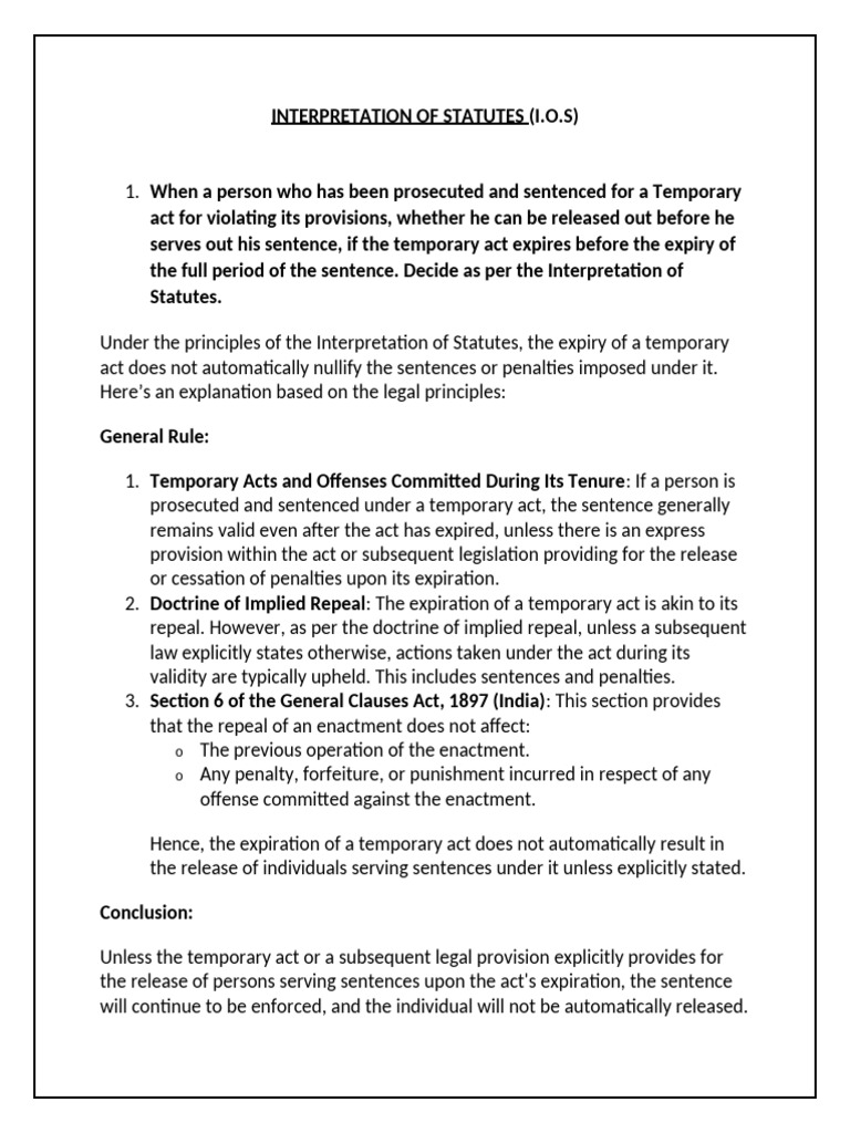 Legal Interpretation of Statutes Explained | PDF | Statutory ...