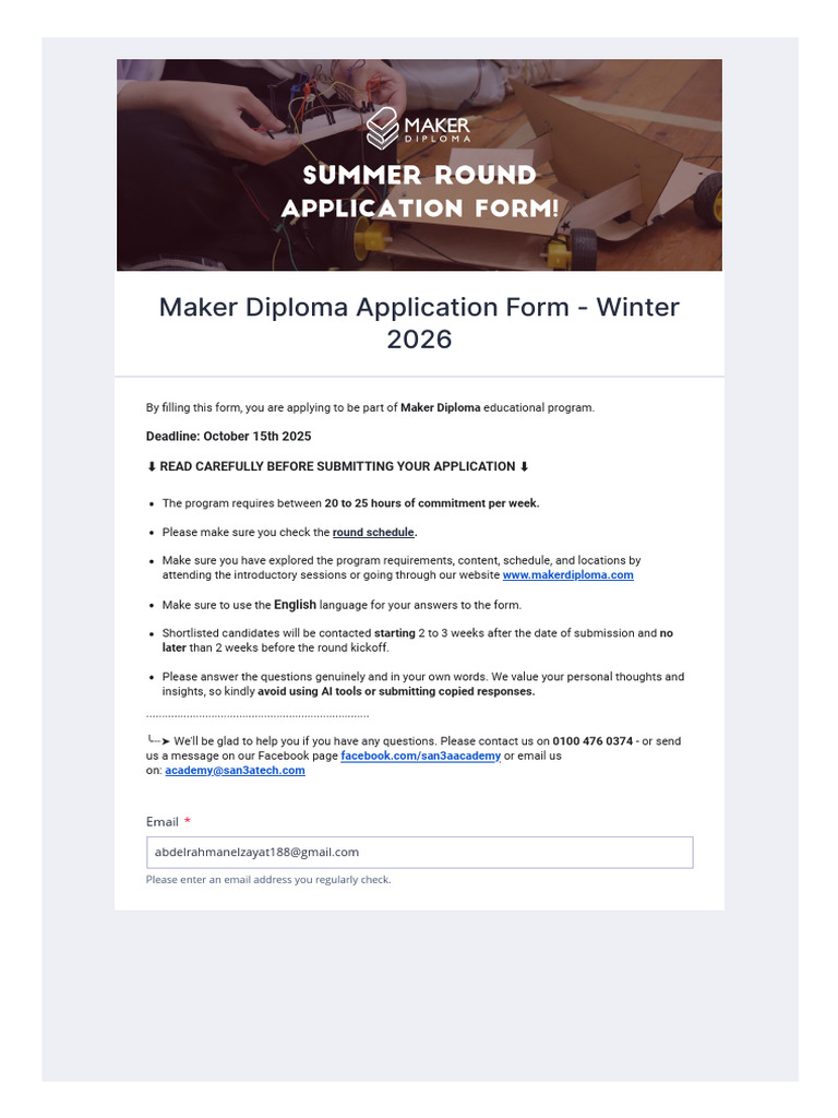 Maker Diploma Application Winter 2026 | PDF | Knowledge | Computer ...