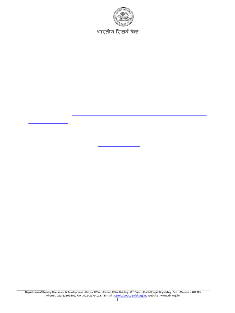 Master Circular on Branch Authorisation | PDF | Banks | Reserve Bank Of ...