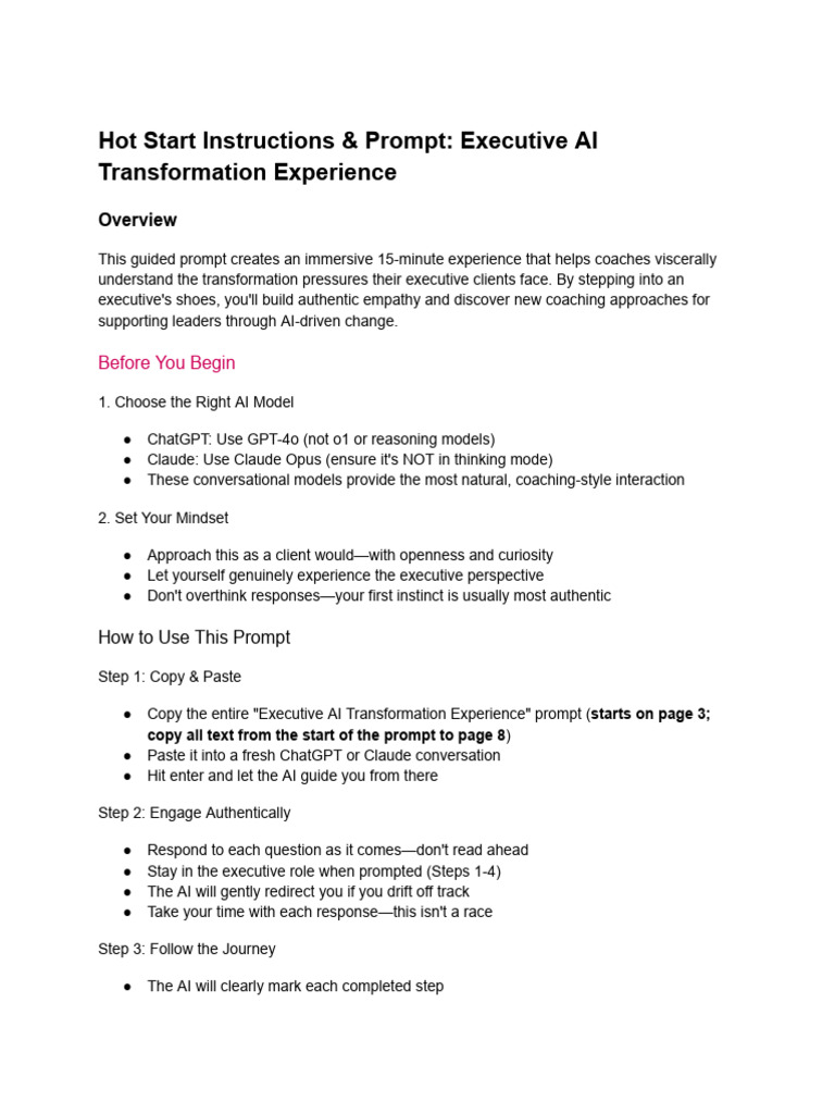 Hot Start Prompt Instructions_ Executive AI Transformation Experience ...