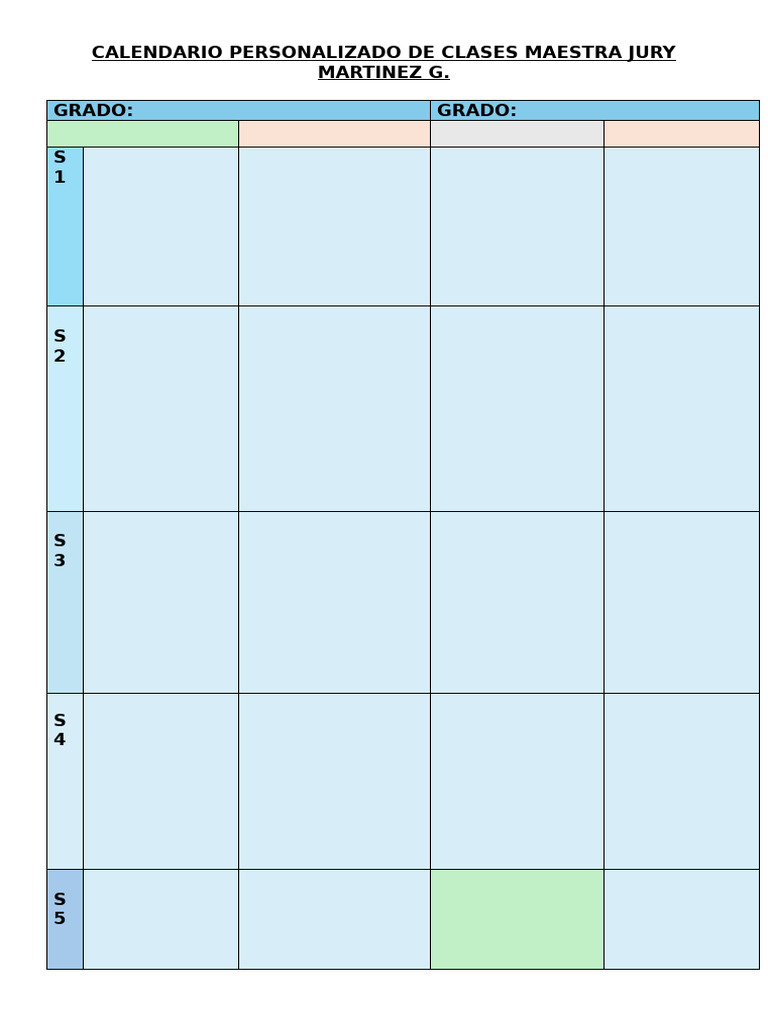 Plantilla Calendario Personaljur M.G | PDF