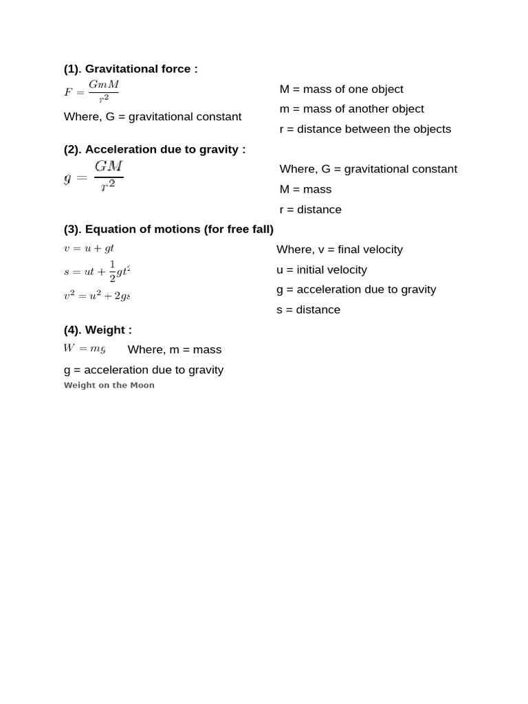 Gravitation Formula | PDF