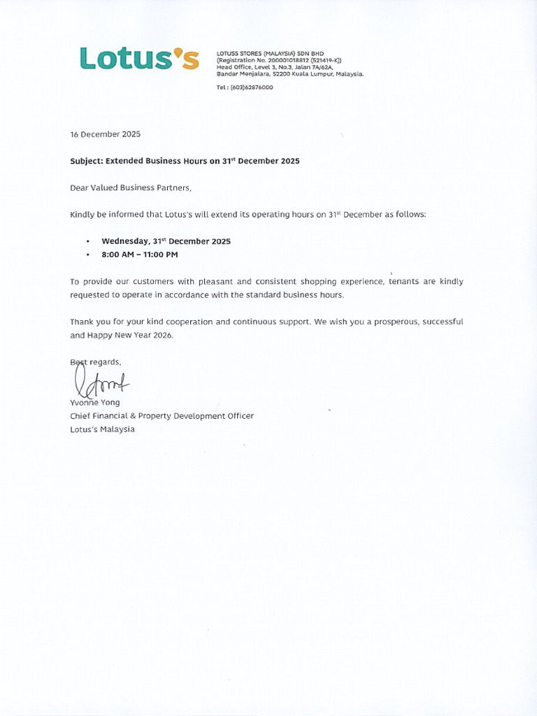 Extended Business Hours - 31 December 2025 | PDF