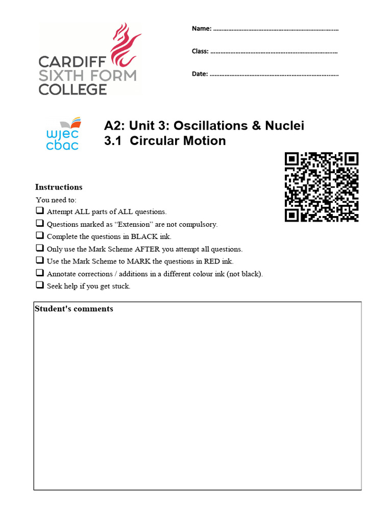 Circular Motion Physics Practice Questions | PDF | Force | Acceleration
