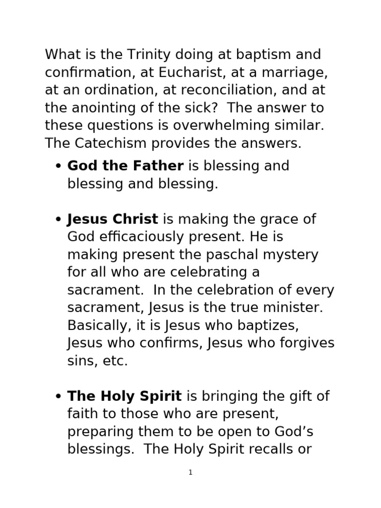 Understanding the Trinity in Sacraments | PDF | Sacraments | Confession ...