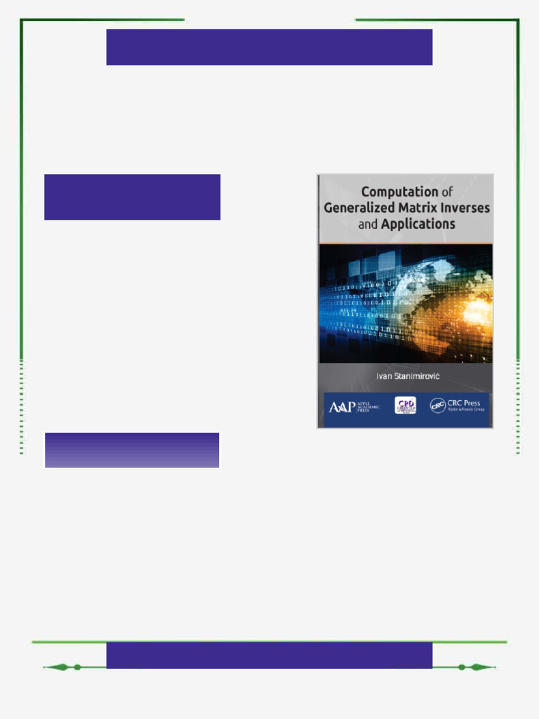 Computation of Generalized Matrix Inverses and Applications First ...