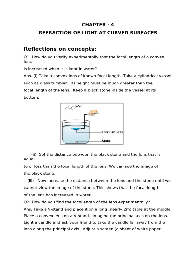 x - Phy, Ch - 4, Refraction of Light | PDF | Optics | Light