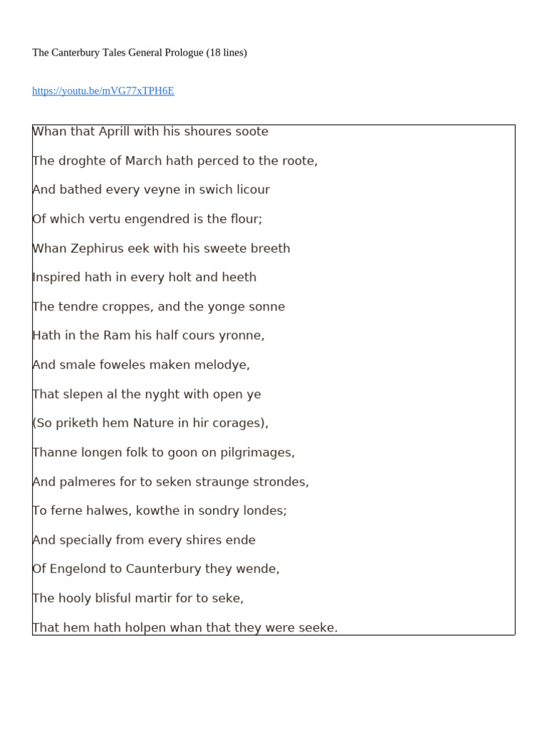 The Canterbury Tales General Prologue & Audio | PDF