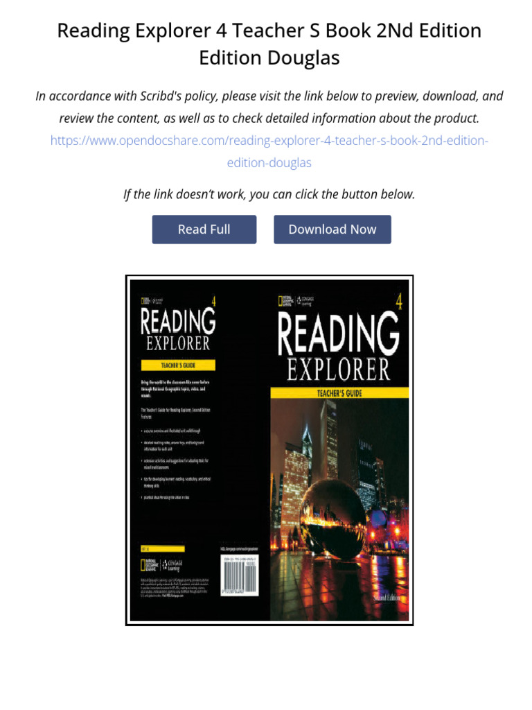 Reading Explorer 4 Teacher s Book 2nd edition Edition Douglas newest edition 2025 | PDF