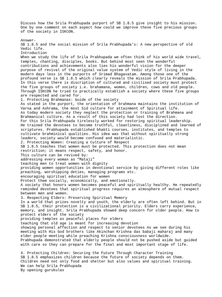 Oba Devaditya Singh Based on SB 1.8.5 | PDF | Indian Religions