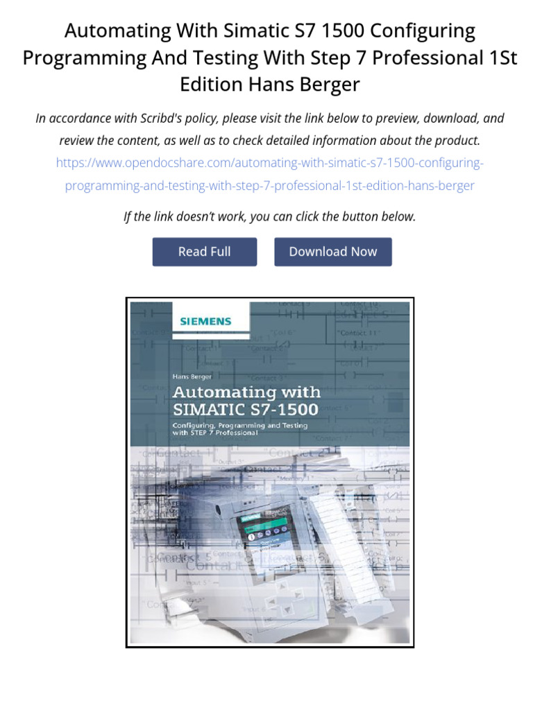 Automating with SIMATIC S7 1500 Configuring Programming and Testing ...