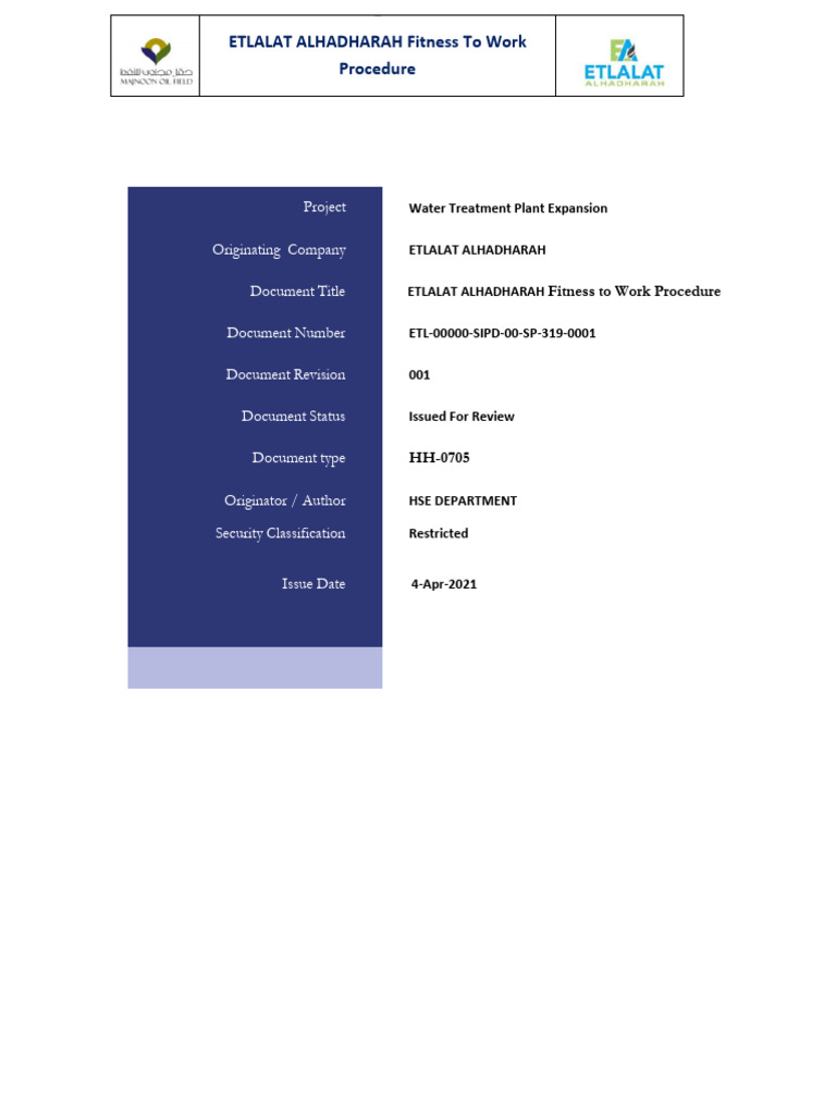 Fitness To Work Procedure | PDF | Body Mass Index | Obesity