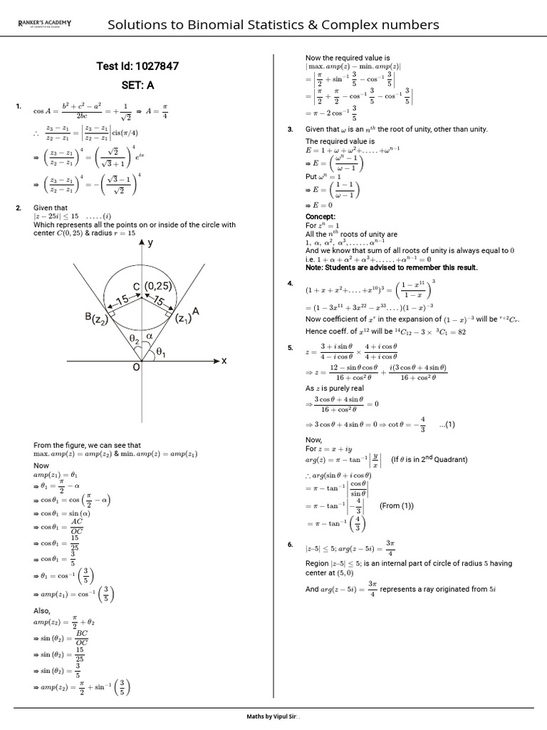 Binomial Statistics Complex Numbers a Solution 1763022050 | PDF | Pi ...