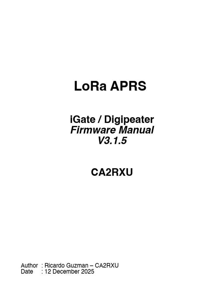LoRa APRS IGate CA2RXU Firmware Manual | PDF | Wi Fi | Computer Networking