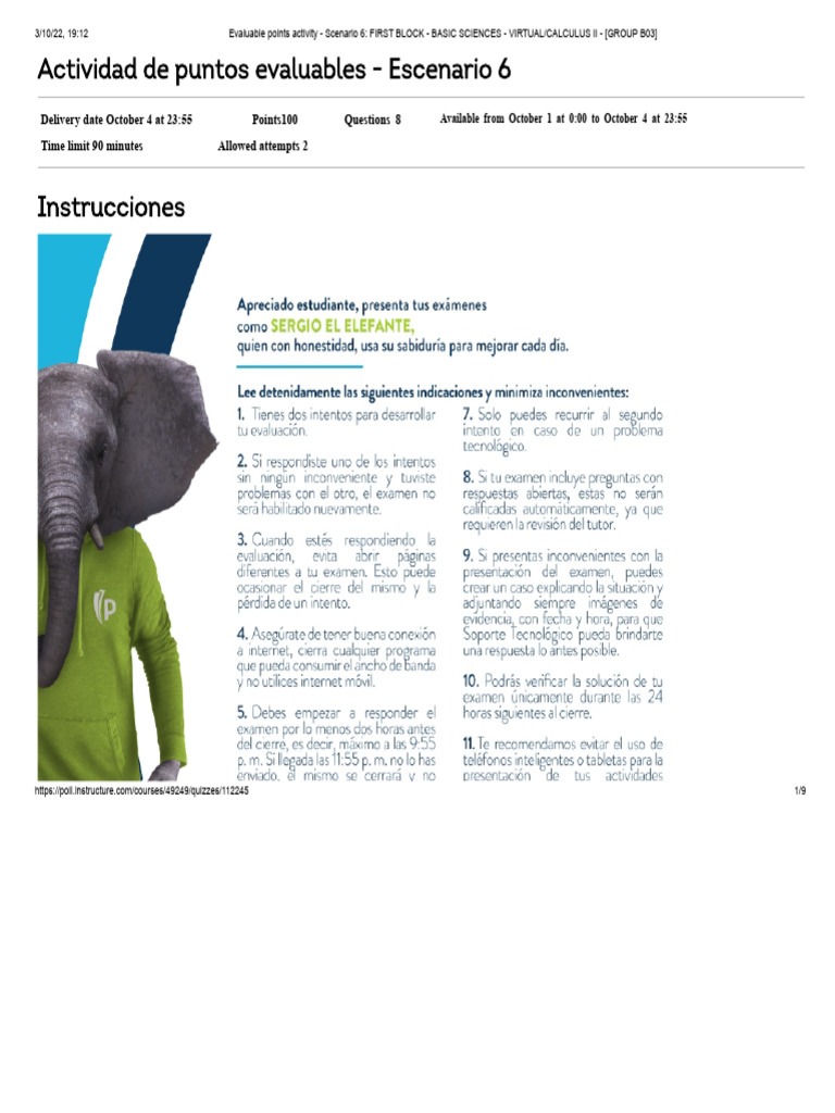Evaluable points activity - Scenario 6_ FIRST BLOCK - BASIC SCIENCES ...