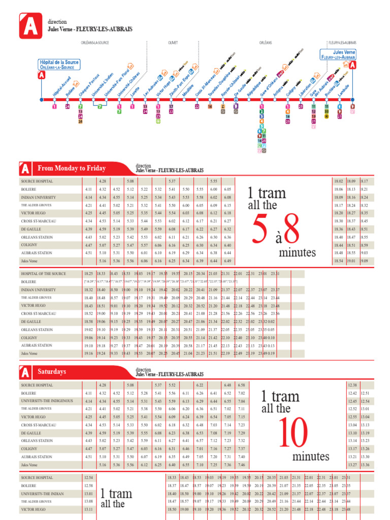 Tao Network Line A Timetable | PDF | Workweek And Weekend