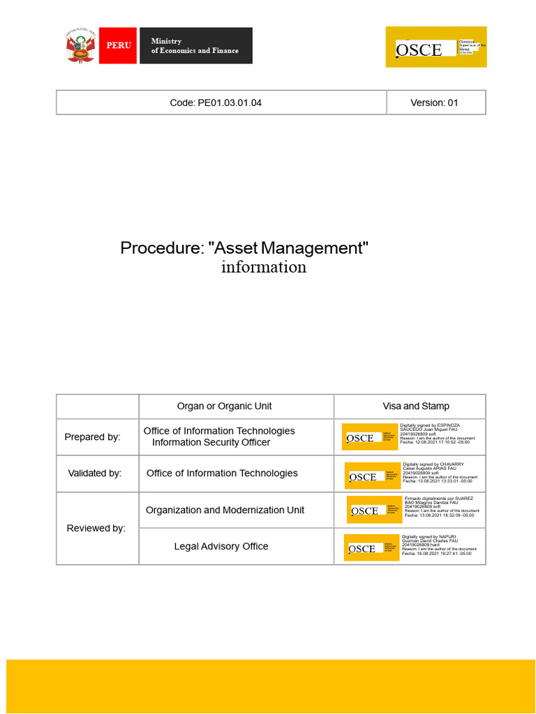 Information Asset Management Procedure of the OSCE | PDF | Databases ...