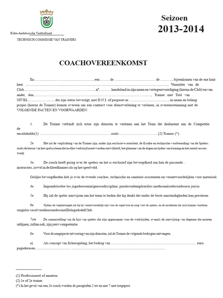 Coach Contract | PDF