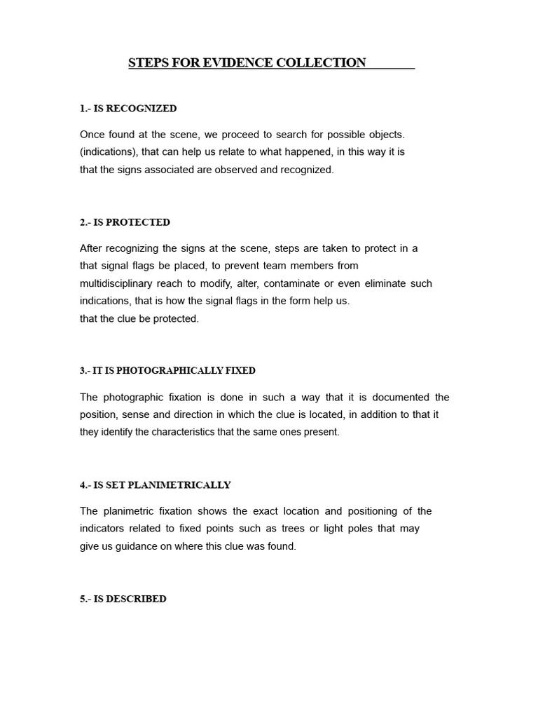 Steps for Evidence Collection | PDF | Digital Forensics | Crime Scene