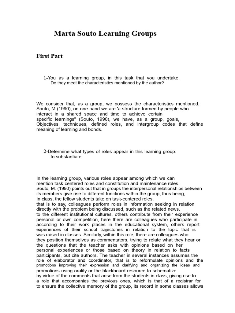 Learning Groups Marta Souto | PDF | Learning | Leadership