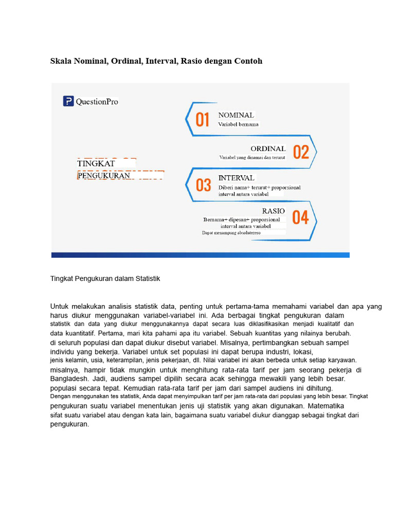 Tingkat Pengukuran Statistik: Nominal hingga Rasio | PDF