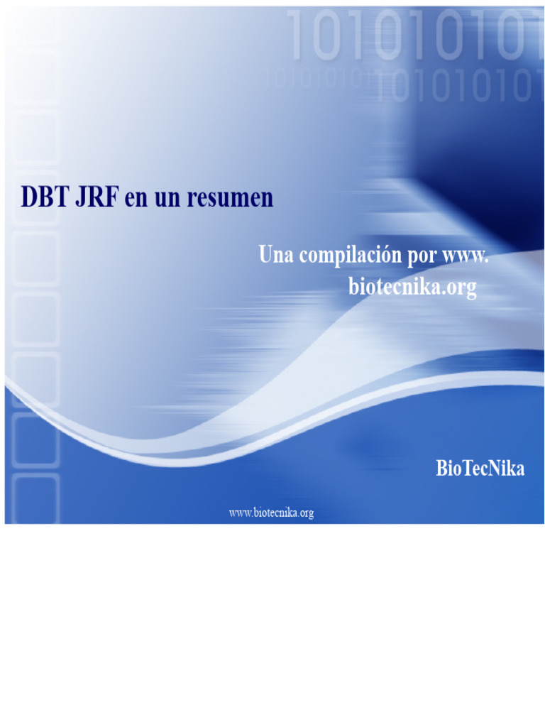 DBT JRF en Pocas Palabras | PDF | Biología Celular) | Las bacterias