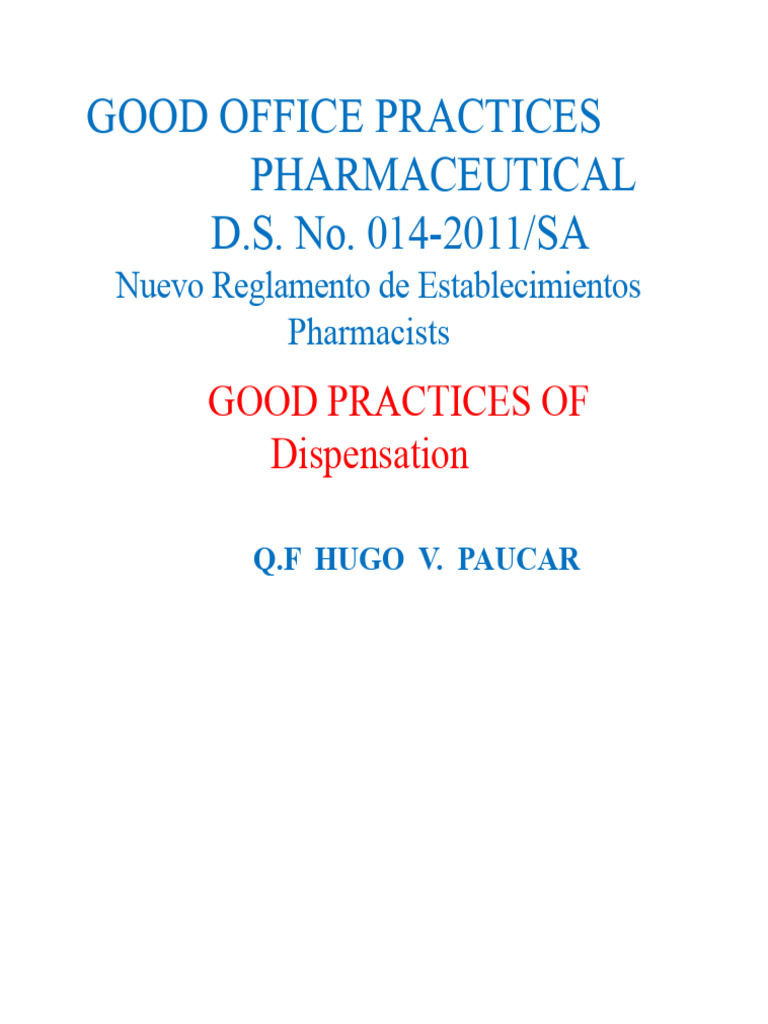 Good Practices of the Pharmaceutical Office - Good Practices of ...