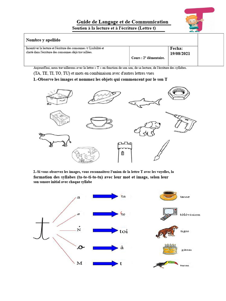Guide de Lecture et Écriture de la Lettre T | PDF