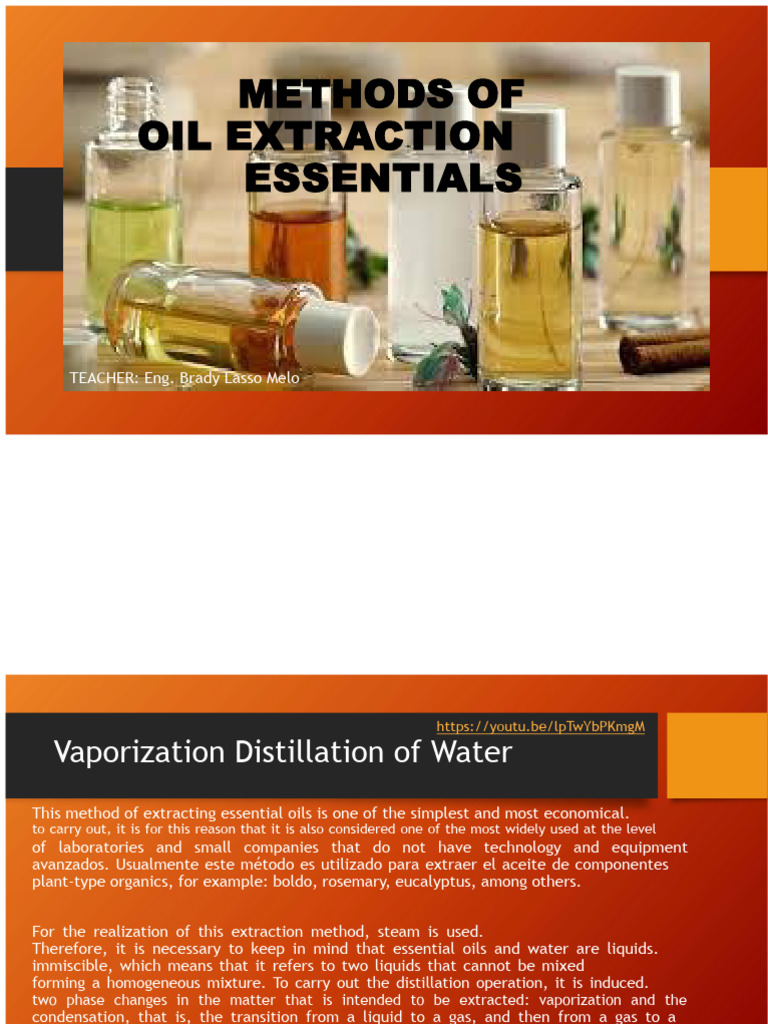 Essential Oil Extraction Methods | PDF | Gas Chromatography ...