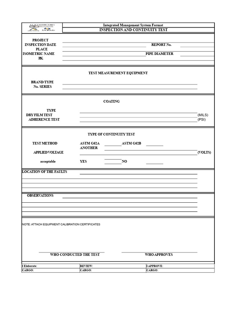 CONTINUITY TEST INSPECTION | PDF