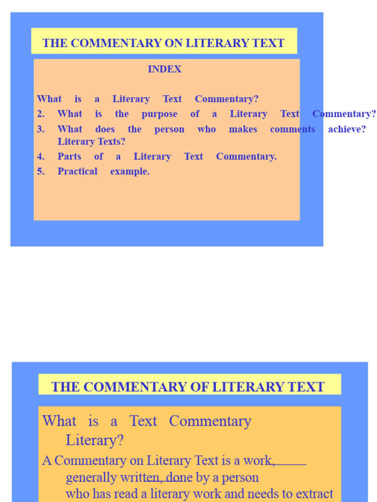 Understanding Literary Text Commentary | PDF | Narration | Word