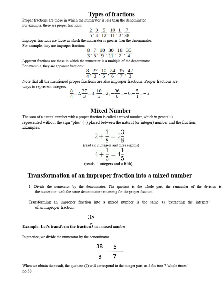 Understanding Types of Fractions | PDF | Arithmetic | Number Theory