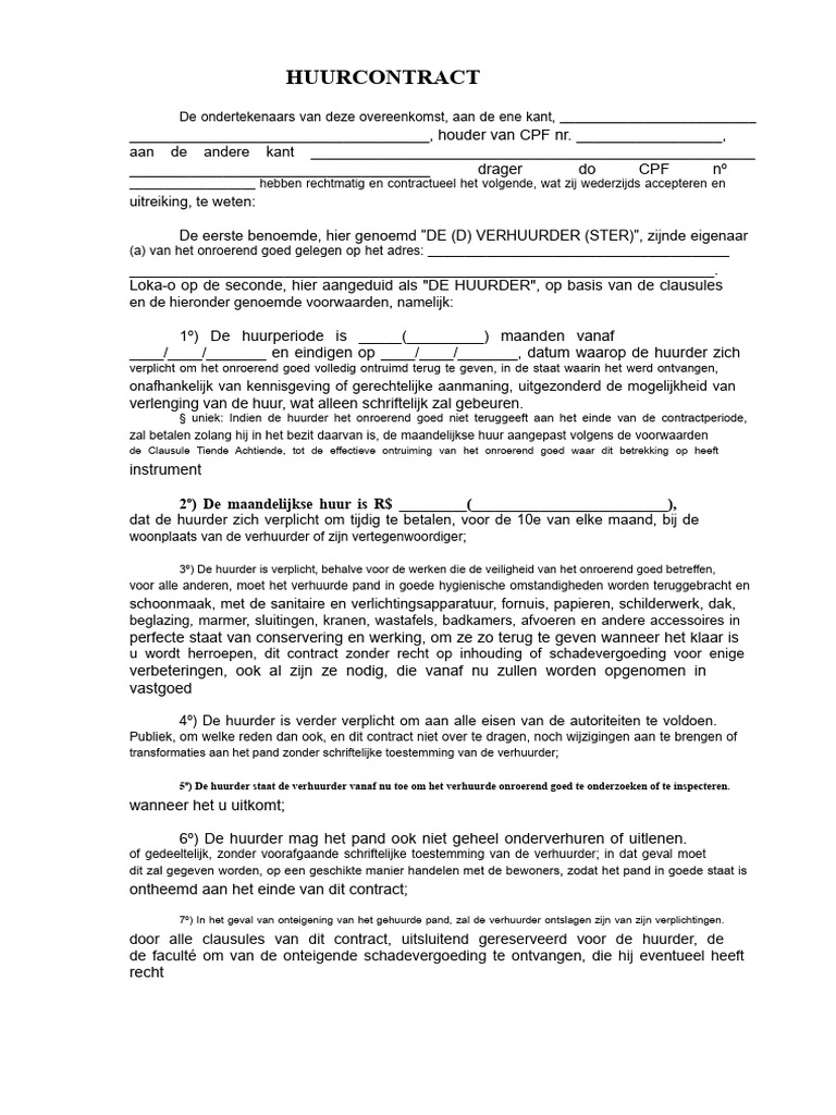 Huurcontract - Lege Model | PDF