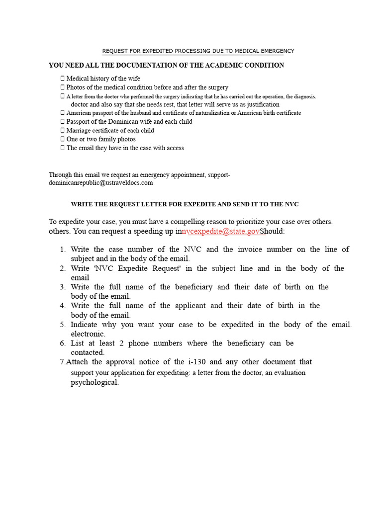 Request For Expedited Processing Due To Medical Emergency | PDF