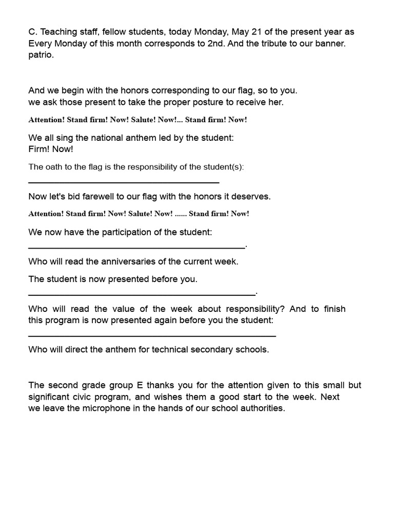 Honor Program For The Flag | PDF