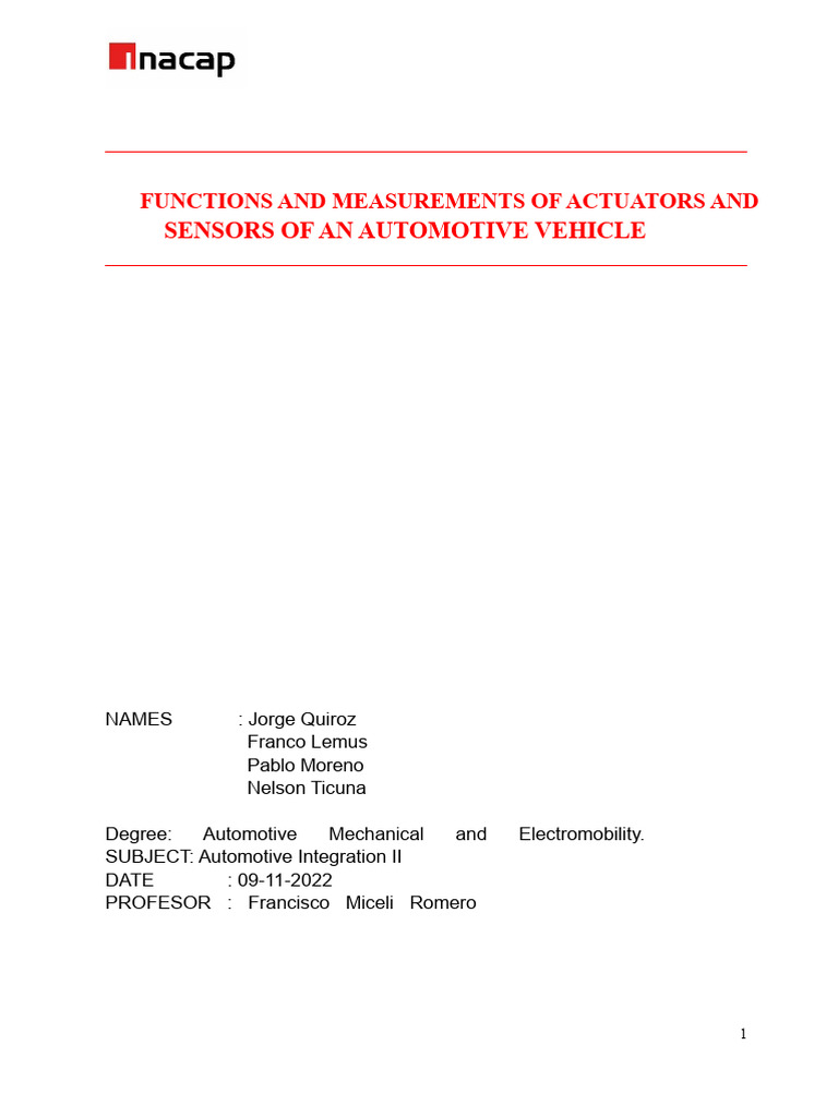 Sensors and Actuators 1 | PDF | Fuel Injection | Sensor