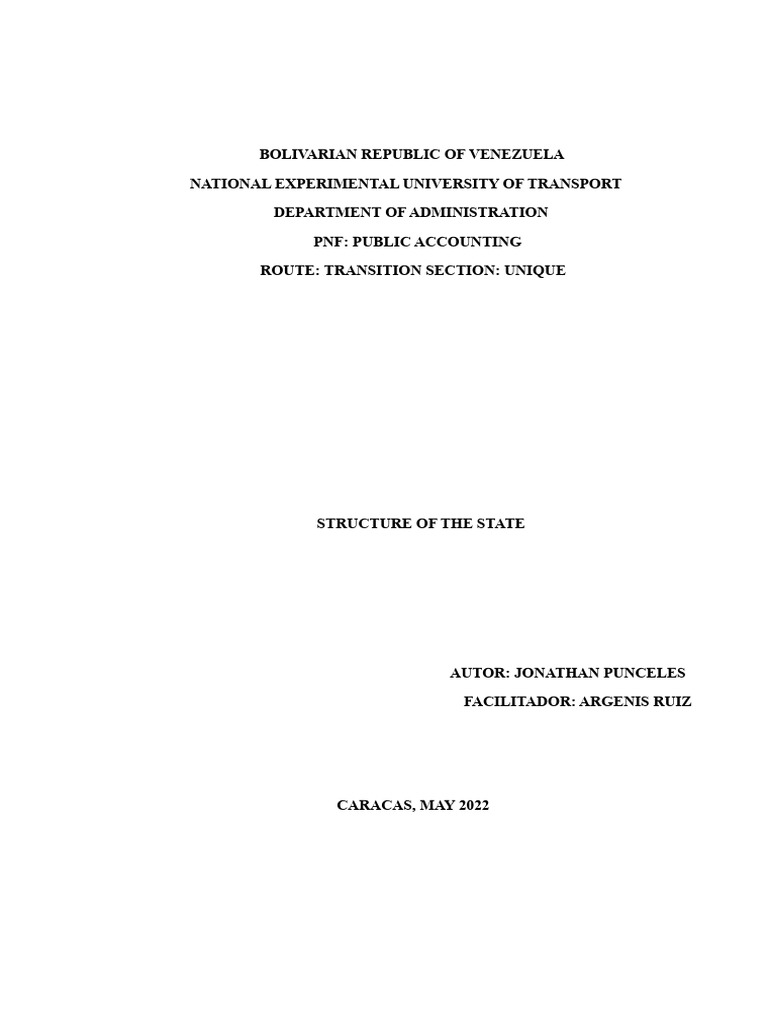 Venezuelan State Structure Overview | PDF | Separation Of Powers ...