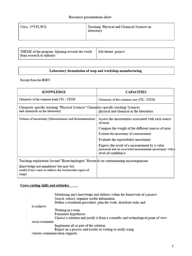 Laboratory Soap Formulation Project | PDF | Chemical Reactor | Soap