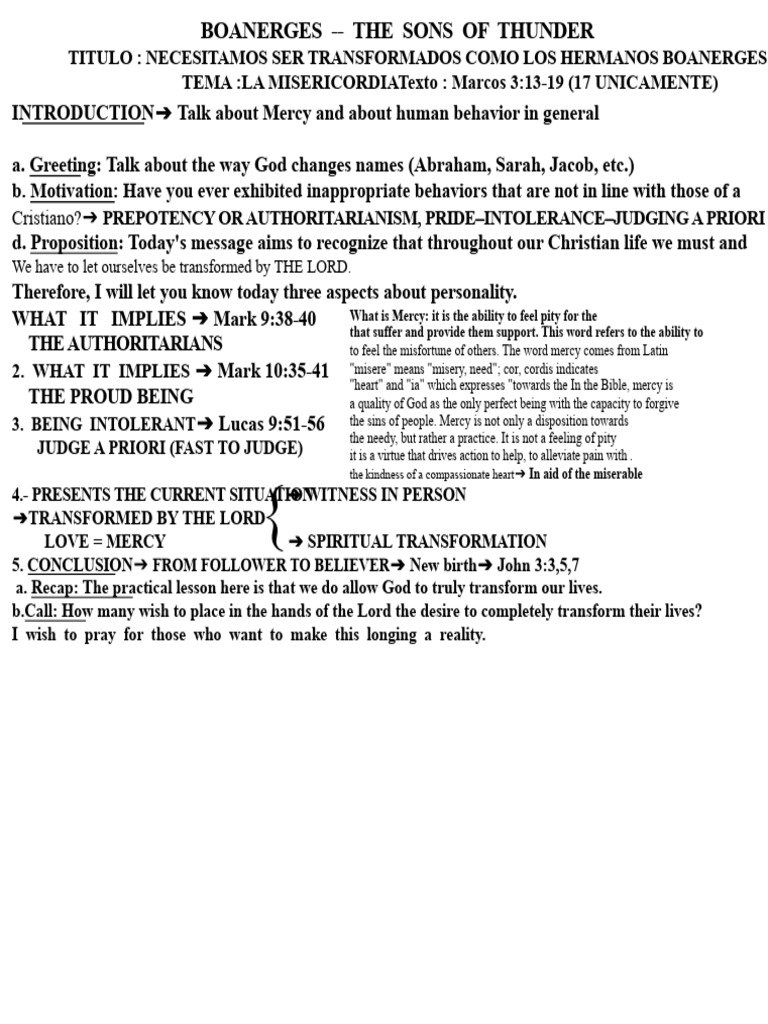Transforming Like the Sons of Thunder | PDF | John The Apostle | Jesus