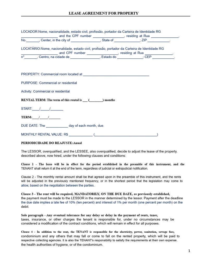 Lease Agreement Without Guarantor - Template | PDF | Lease | Leasehold ...