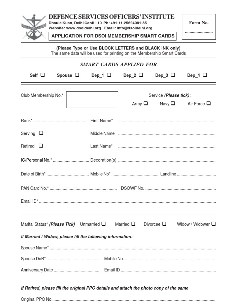 DSOI_Smart Card Form | Government | Politics