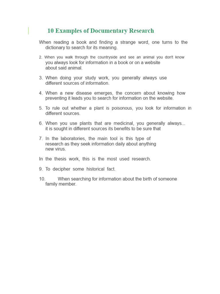 10 Examples of Documentary Research.docx | PDF