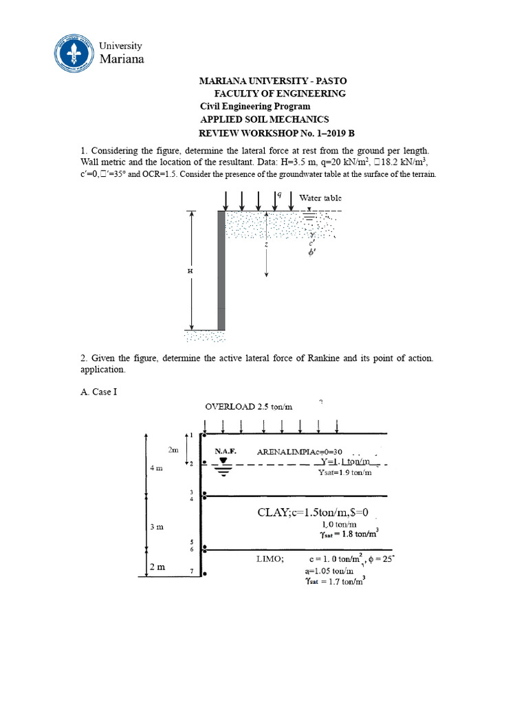 -MSA- Workshop No.1- Earth Pushing, Stability of Retaining Walls.pdf ...