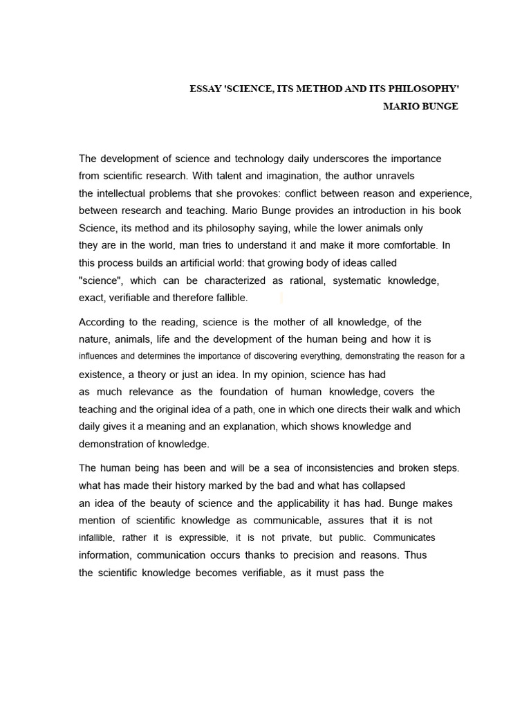 Essay by Mario Bunge | PDF | Scientific Method | Knowledge