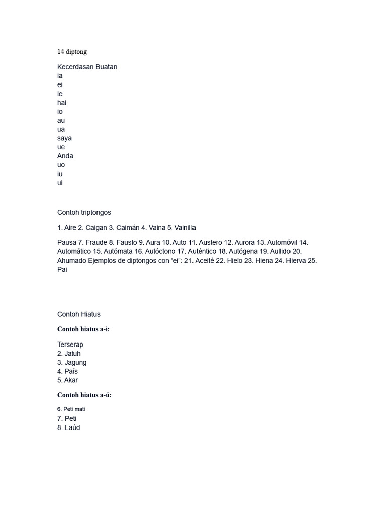 14 Diftong, TRIPTONGOS | PDF