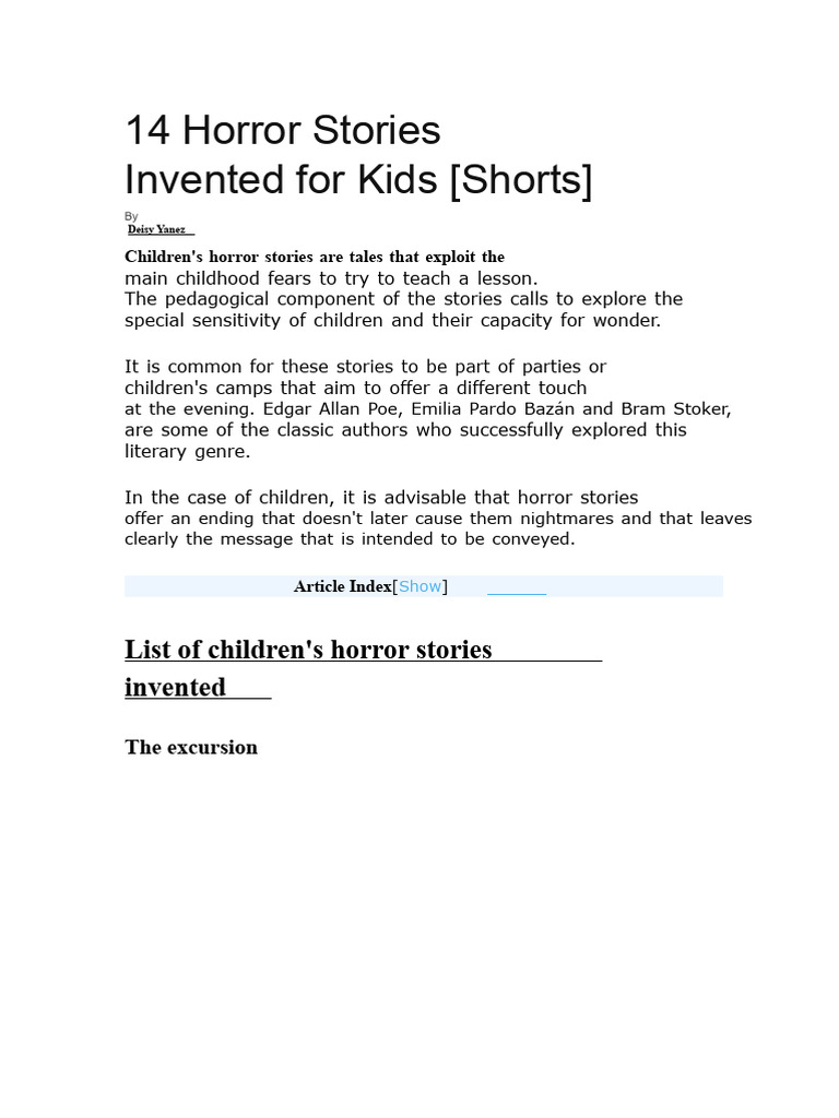 14 Spooky Kids' Horror Stories | PDF | Horror Fiction | Emma (Novel)
