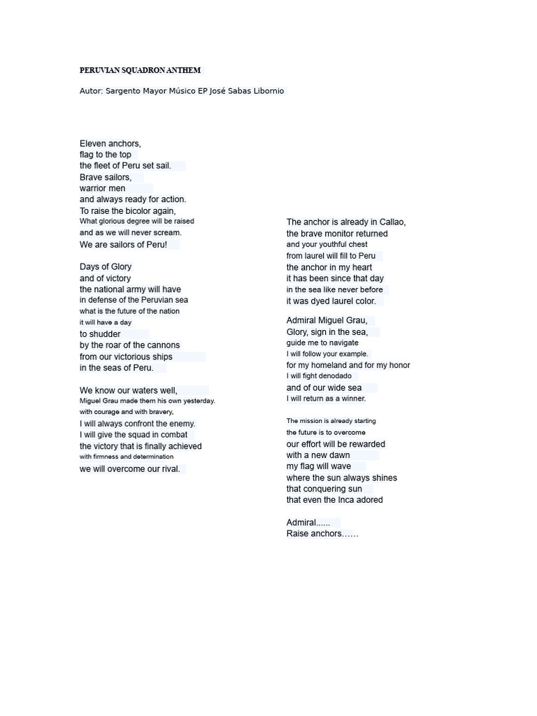 Peruvian Squadron Anthem | PDF
