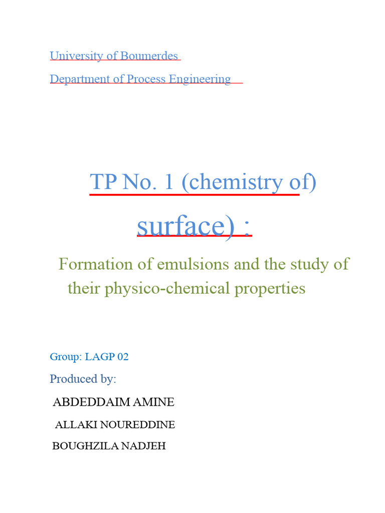 formation of emulsions | PDF | Emulsion | Chemical Substances