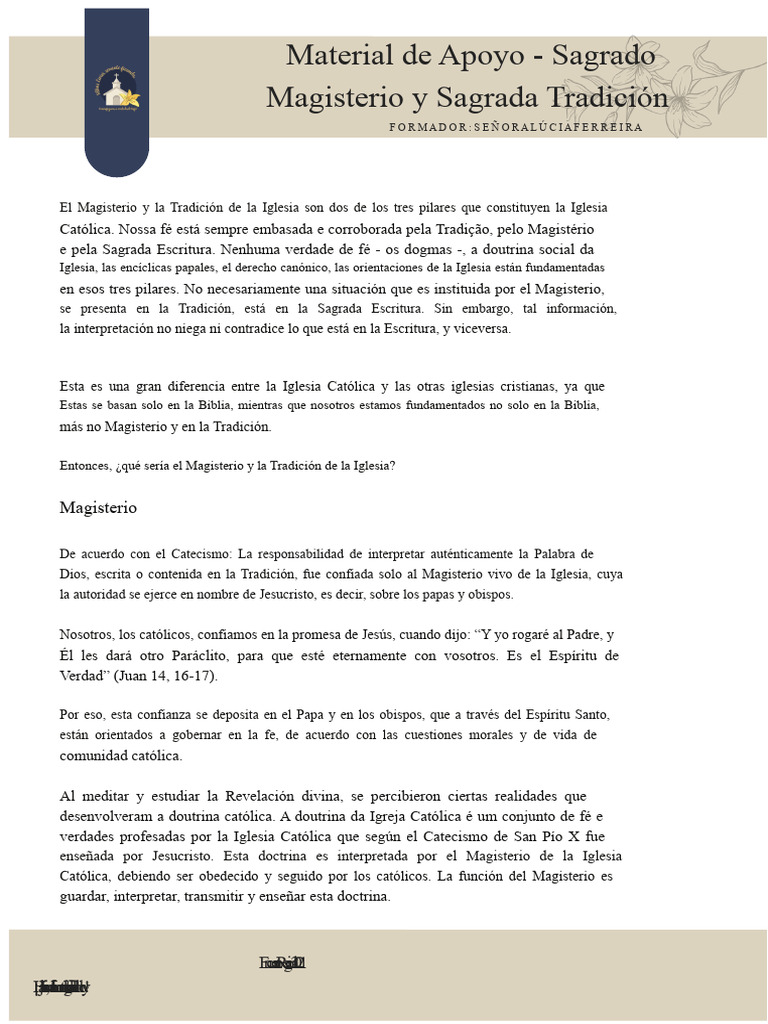 Magisterio y Tradición en la Iglesia Católica | PDF | Iglesia Católica ...