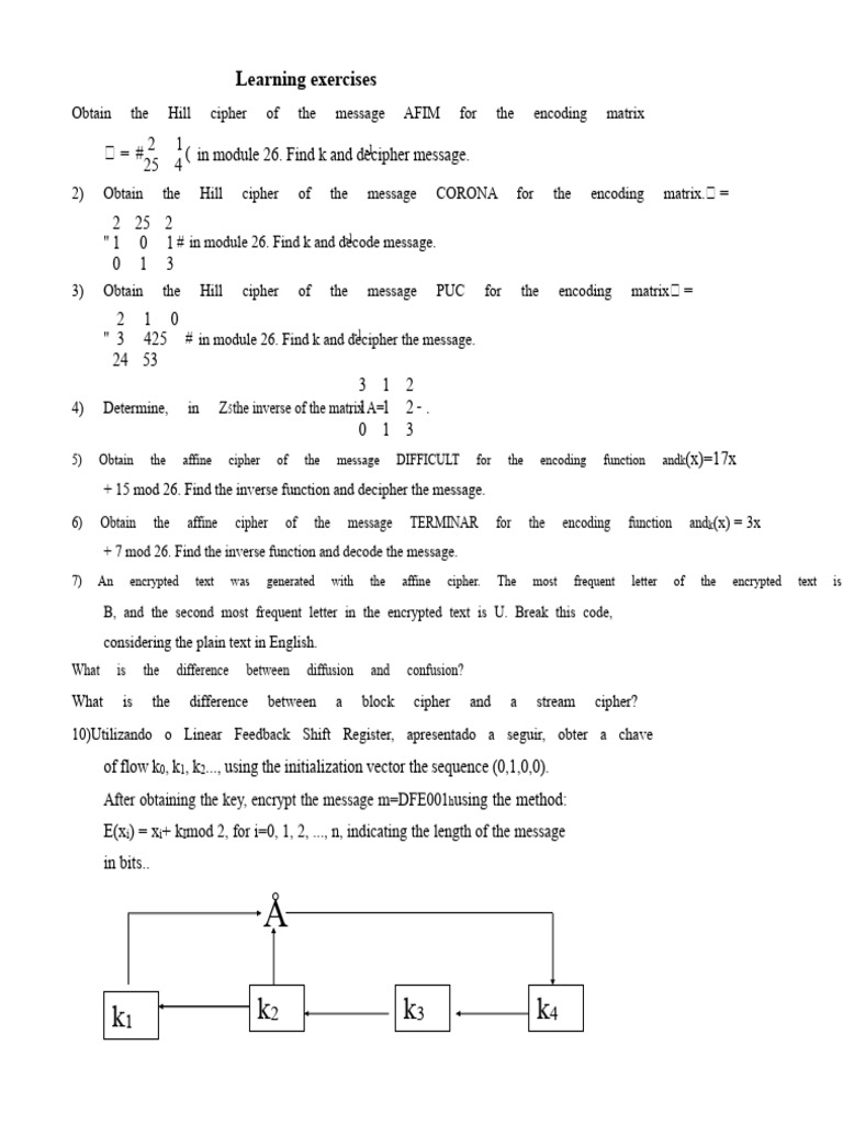 Exercises_Classical_Cryptography_20201 (5) | PDF | Cipher | Encryption